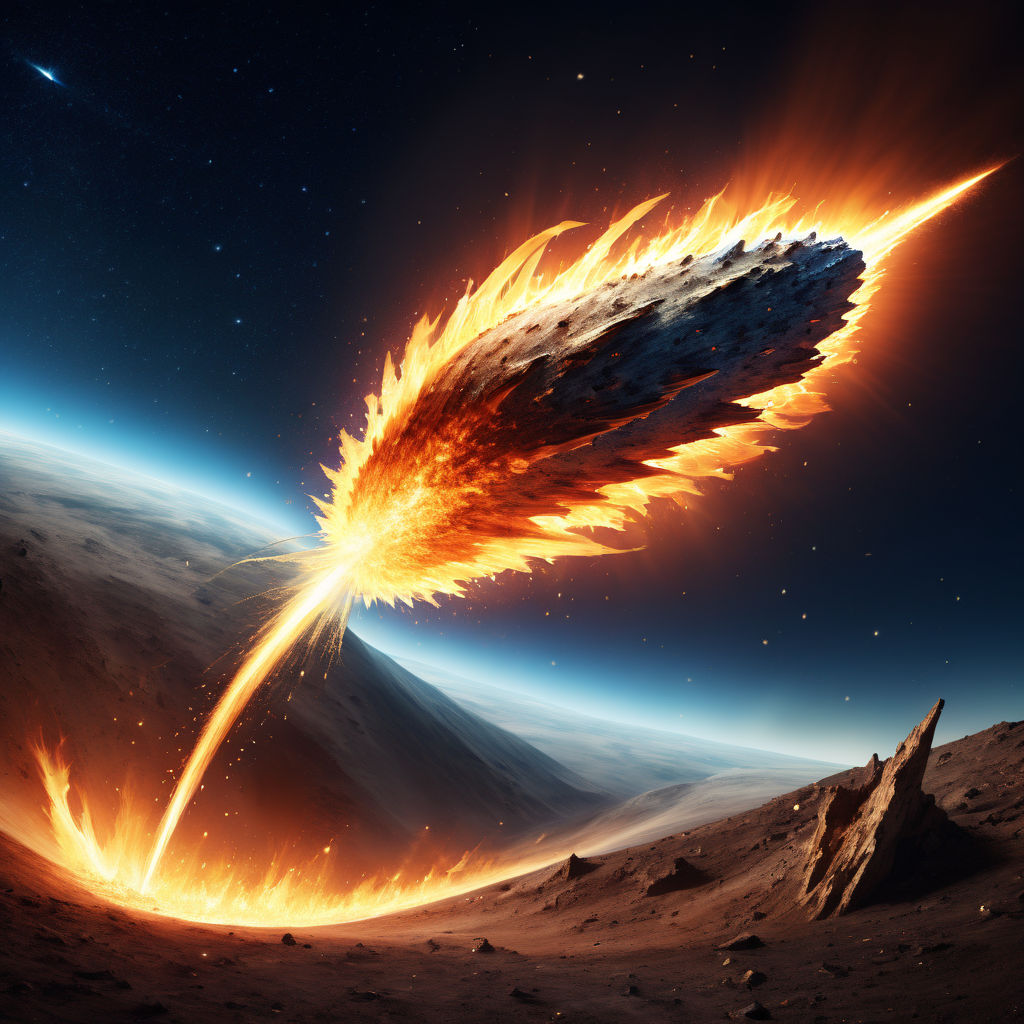 Create an image depicting a comet blazing with fire and ... by AI ...