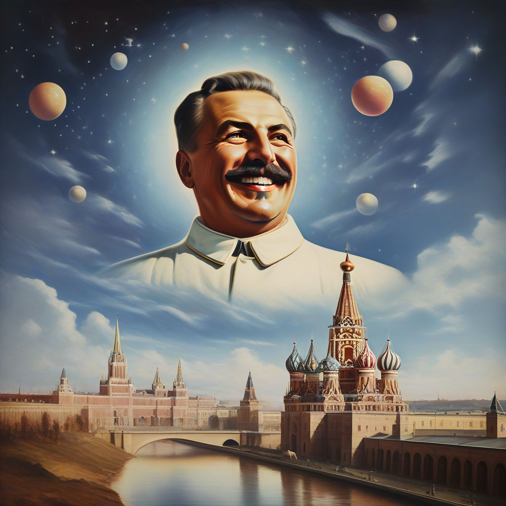 THE SMILING HEAD OF STALIN IN SPACE FLOATING OVER THE KREMLI... by ...