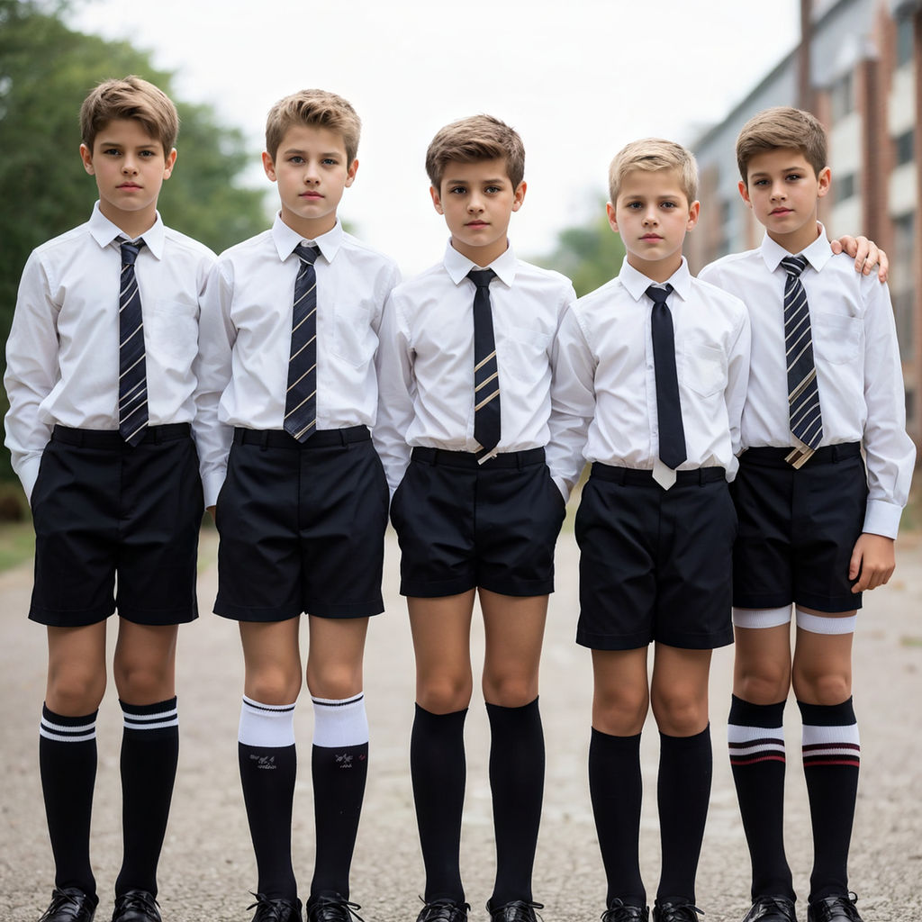 A group of 13 year old boys wearing pantyhose to school. Bla... by Dale ...