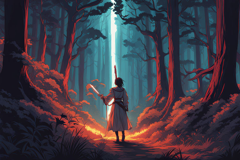 Imagine an anime-style drawing of a magical sword levitating... by ...