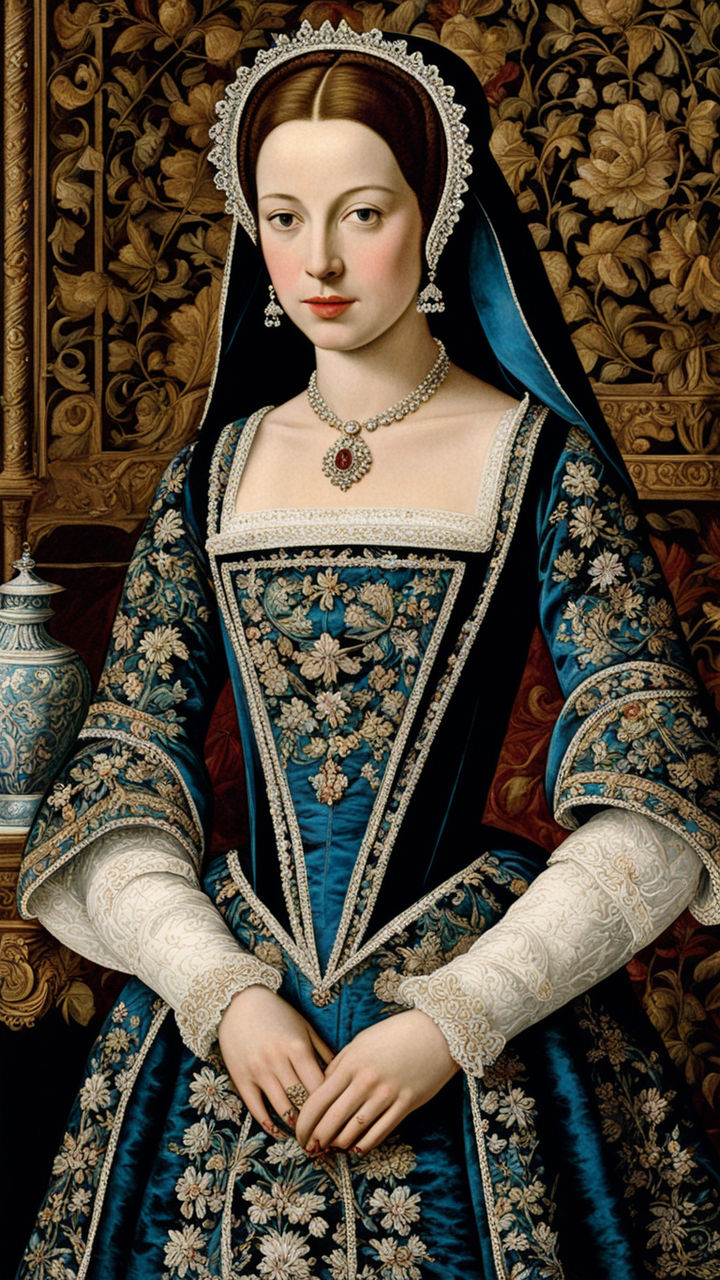 "A detailed and elegant portrait of Anne Boleyn in the early... by ...