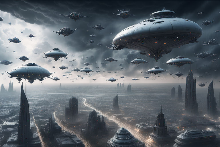 Armada of small alien ships by Wolfke74 - Playground