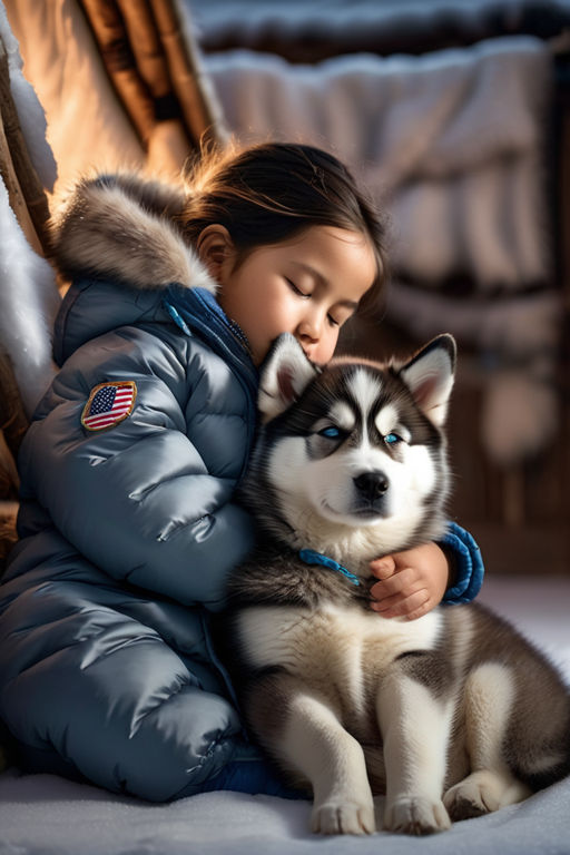 Create a high resolution photo of a sleeping Inuit baby girl... by ...