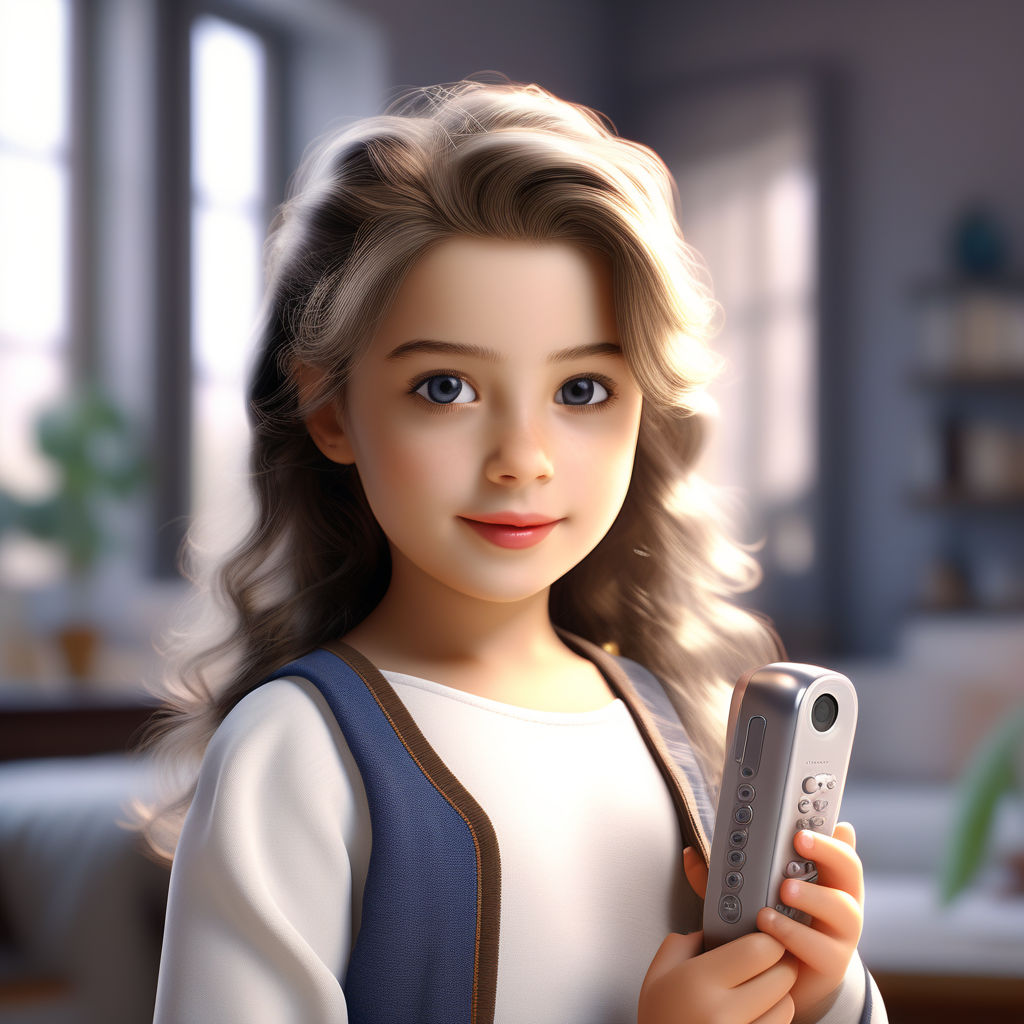 3d little girl character design nokia 3310 in hand Hyperreal... by serkan tan - Playground