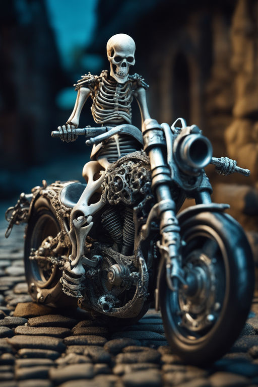 Fantasy Motorcycle that is made of human skeleton of bones a... by ...