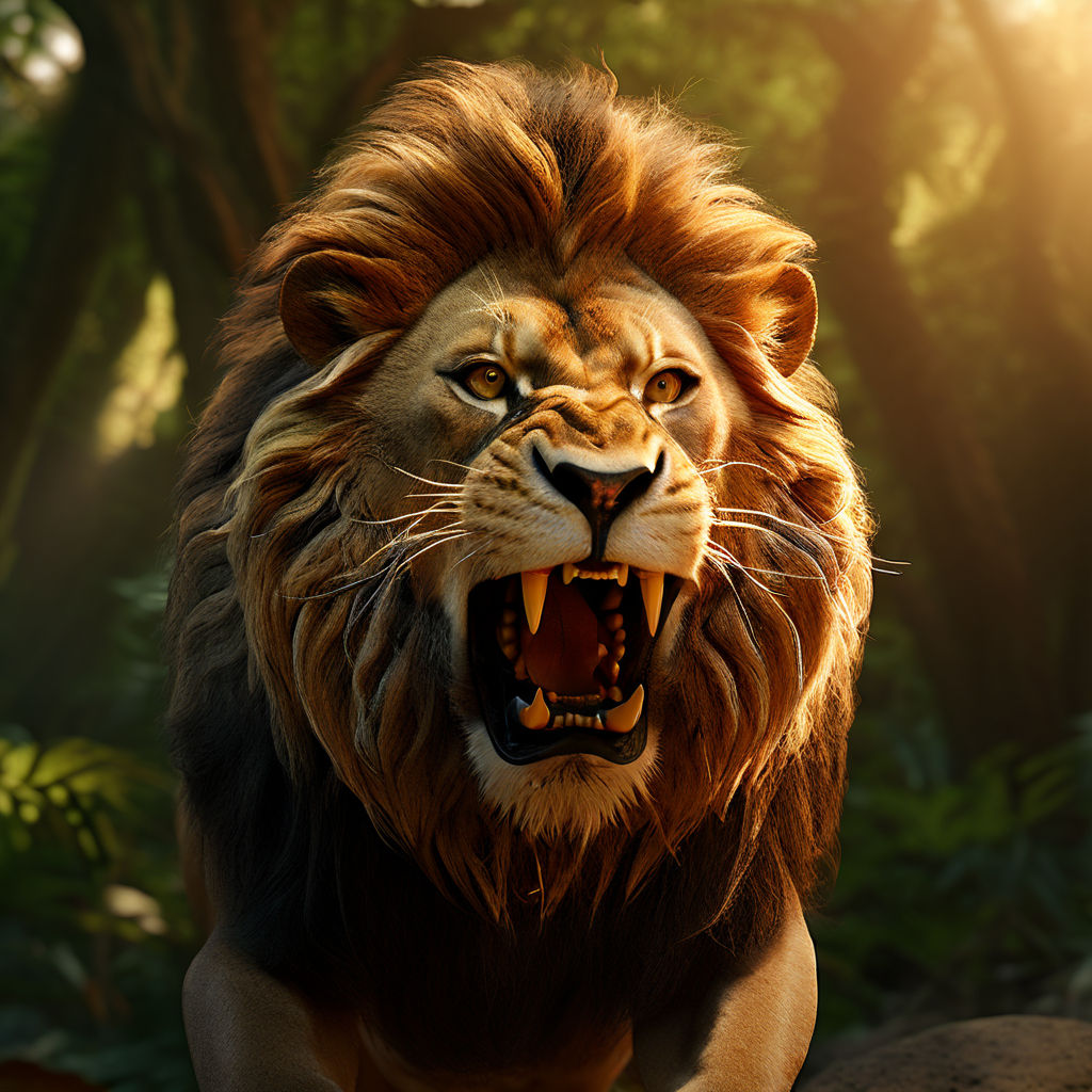 King Lion roaring with ferocious intensity by Shailesh Shavane - Playground