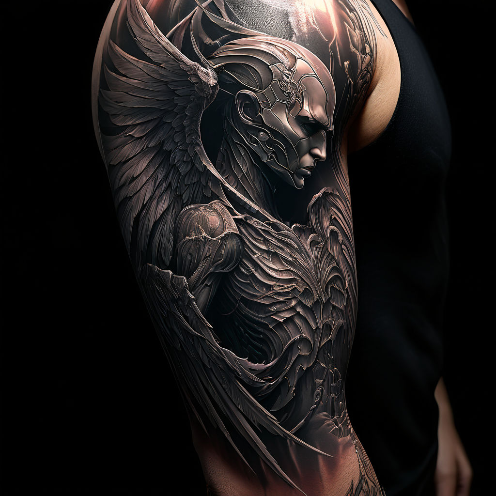 Fallen Angel Tattoo skretch for the forearm by justin burdjugov - Playground
