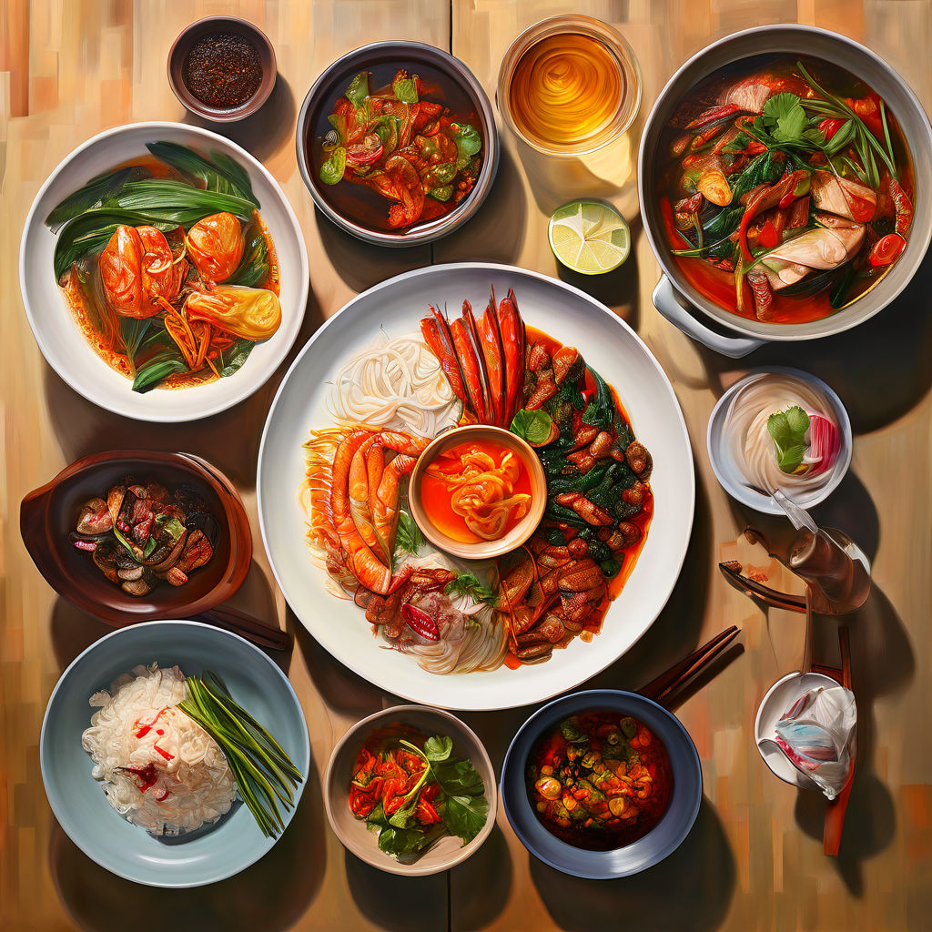 Top-down view of a horizontal table laden with an array of S... by ...