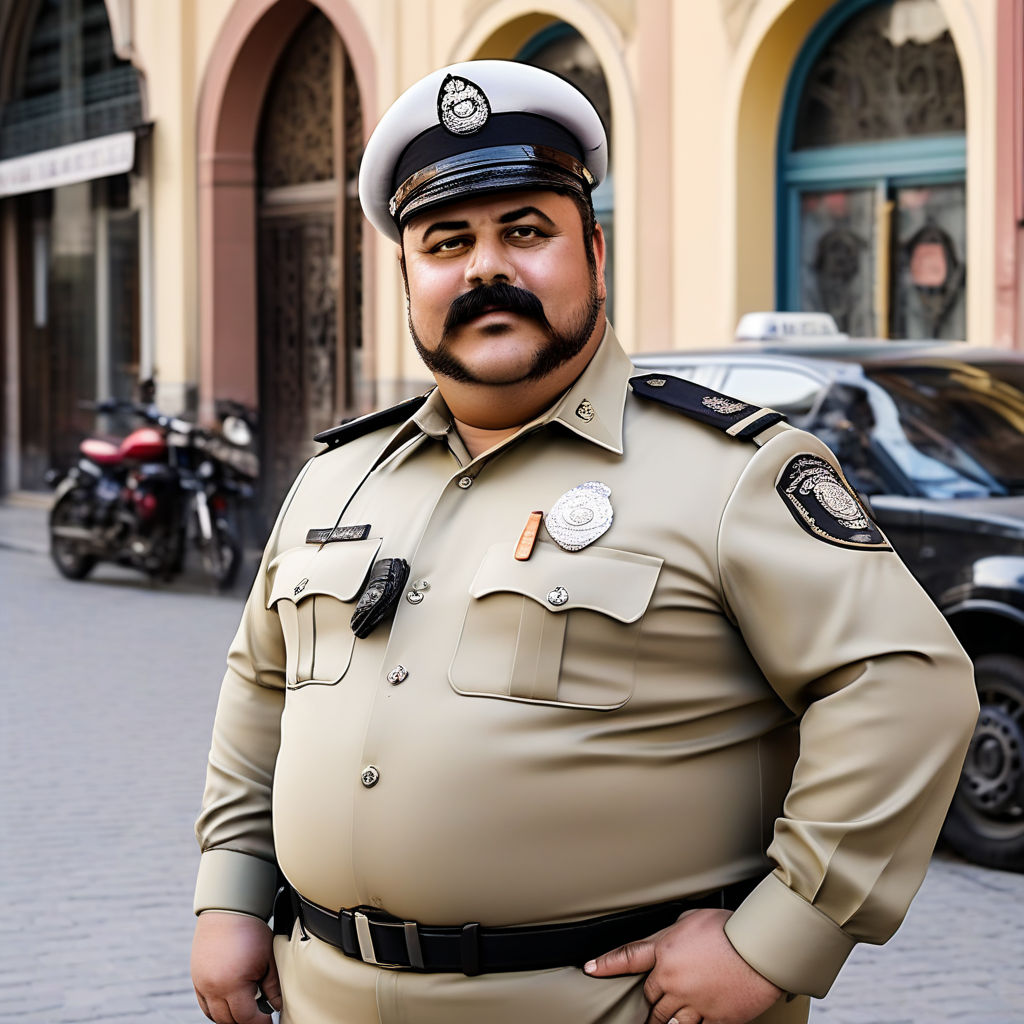 Fat overweighthandsome turkish cop handlebar moustache tan u... by Walt ...