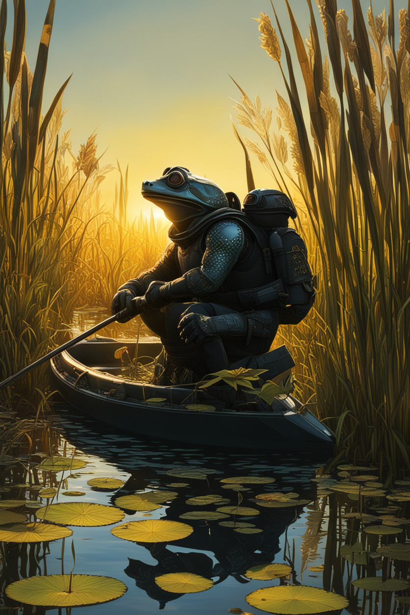 Frogman clad in neoprene gear emerges from swampy waters by Filip ...