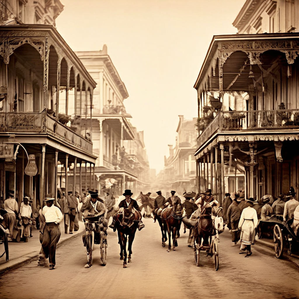 New Orleans street scene from the 1800s captures lively atmo... by ...