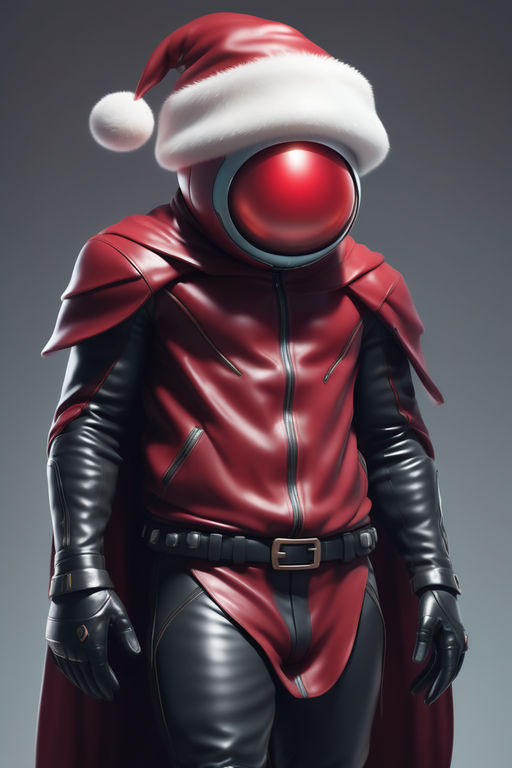 A digital art of an egg-shaped head Santa in tight leather s... by Nick ...