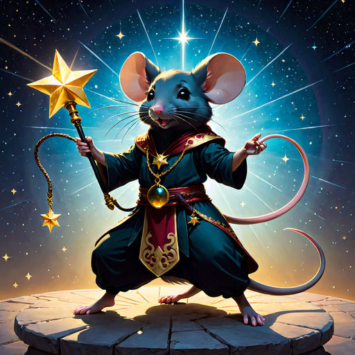 Anthropomorphic Mouse With Ears And Tail Collecting Talisman By