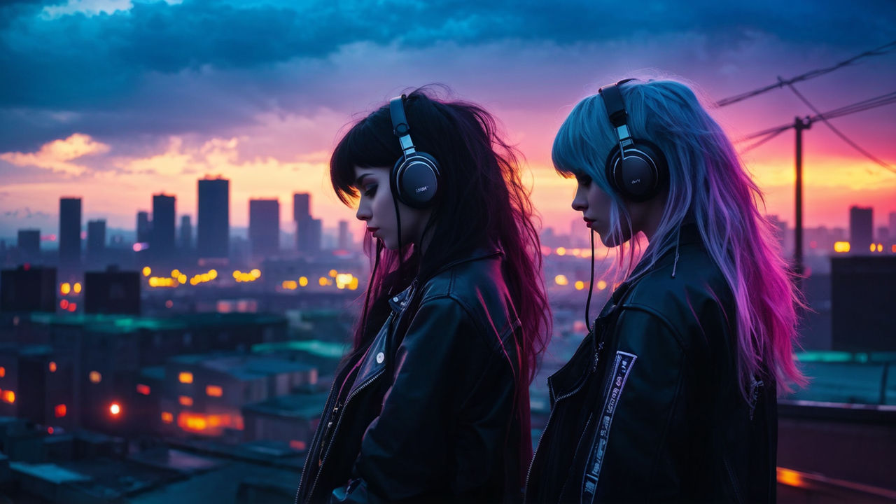 Goth girls clad in 80s fashion by Zim Zum XIII - Playground