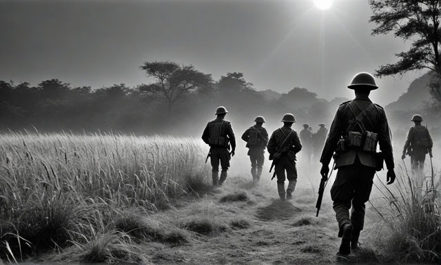 Black and white photo capturing WW2 soldiers aligning in con... by ...