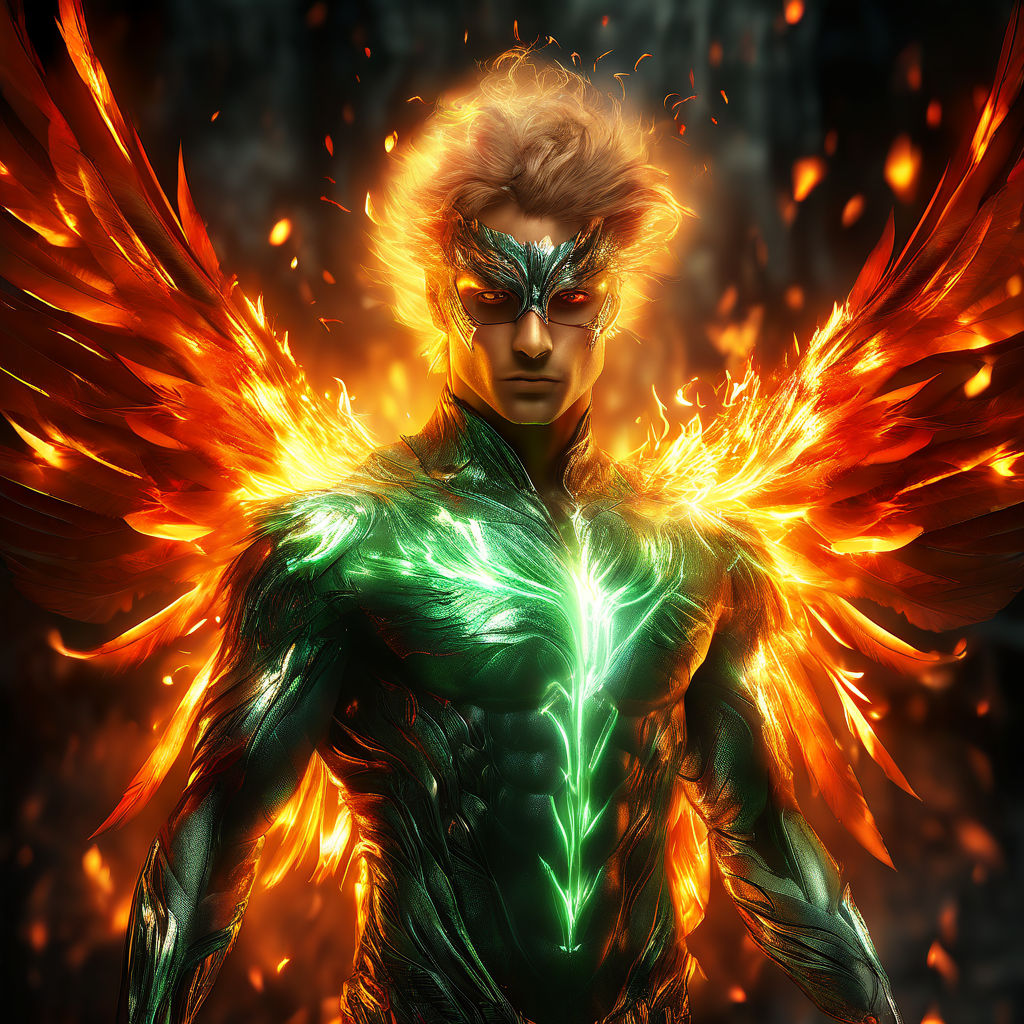 Full body humanoid firebird with glowing contours by حسن حیدری - Playground Full body humanoid firebird with glowing contours by حسن حیدری - Playground