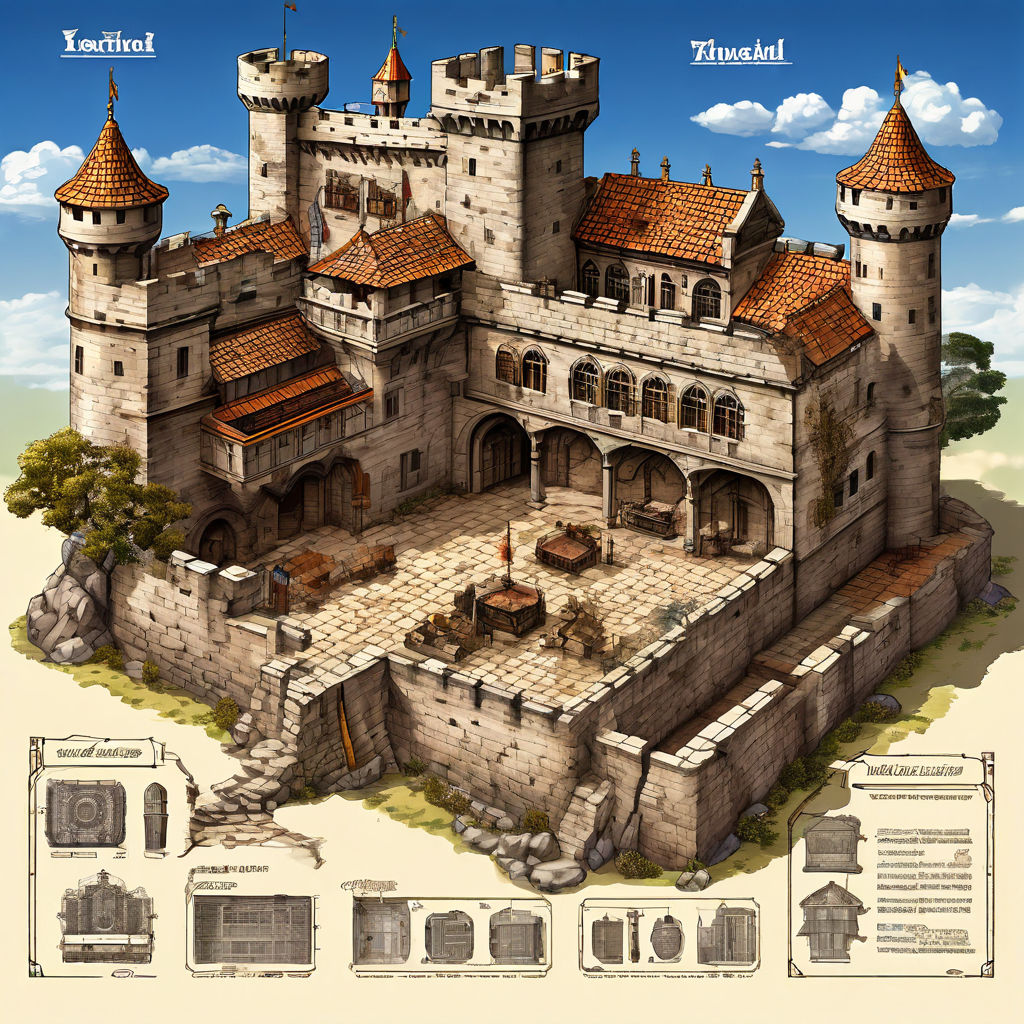 Floor plan for medieval castle with label in English ... by narender ...