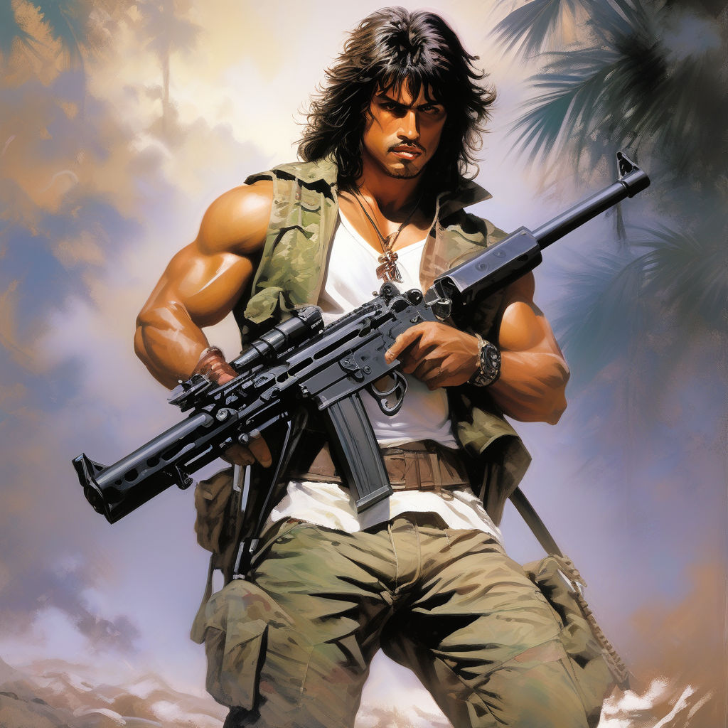 Young rambo with big gun by jose ferreira - Playground
