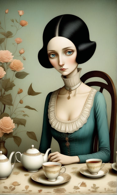 A very detailed picture depicting lanky regency era lady at ... by ...