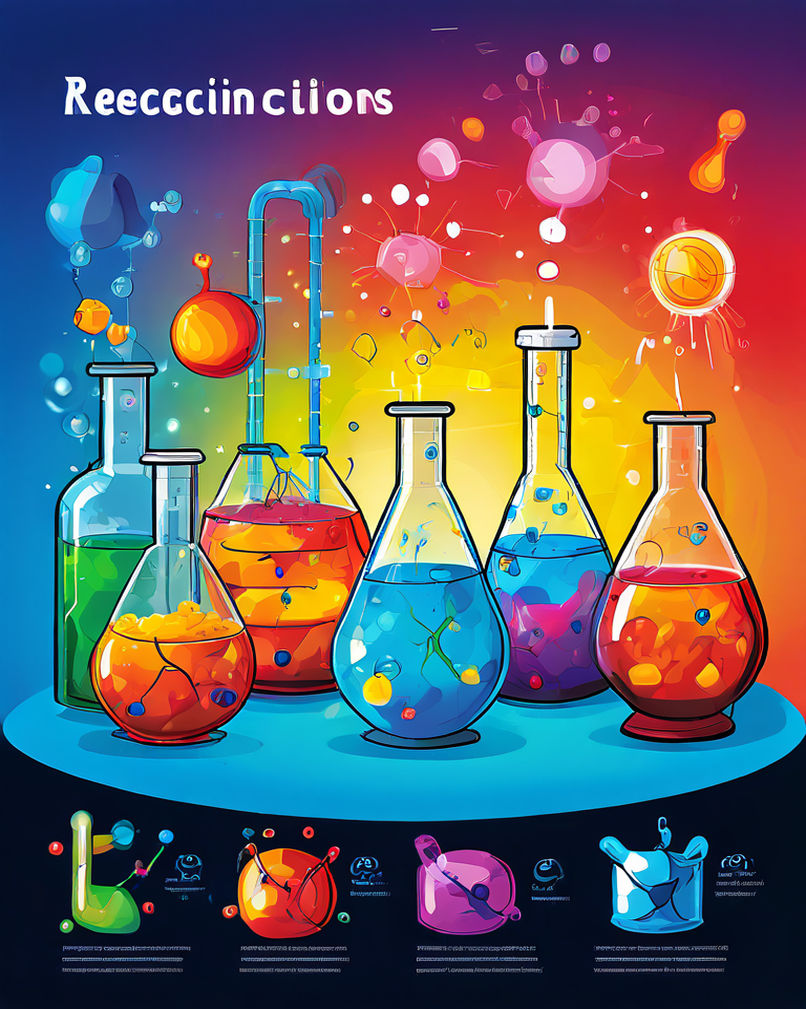 Chemical reactions educational poster showcasing different t... by ...