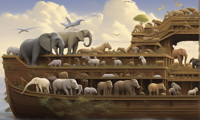 DRAW ME A GIANT ARK WITH TWO ANIMALS OF EACH SPECIES CLIMBIN... by Isai ...