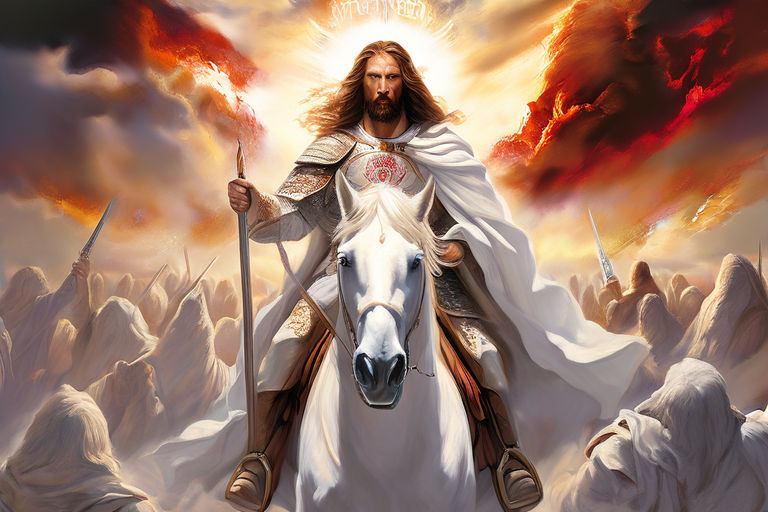 Create an image of the heavenly army led by Jesus Christ. Sh... by jose ...