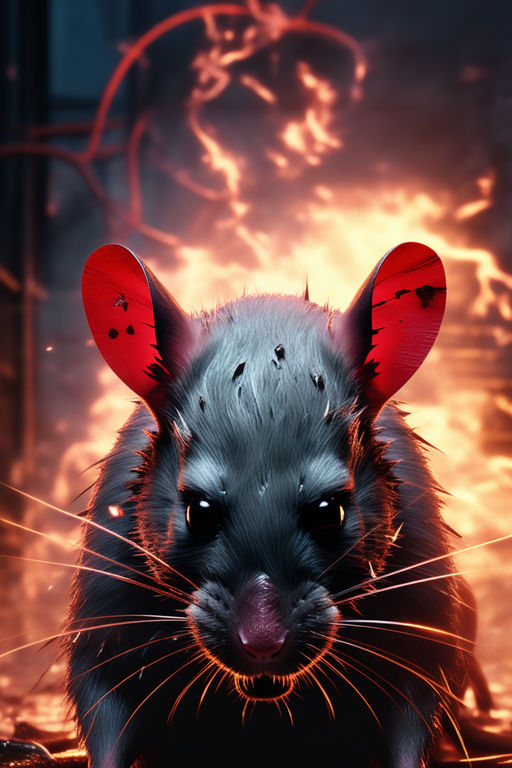 /imagine prompt:rat with angry glowing red eyes in the sewer by Lincoln ...