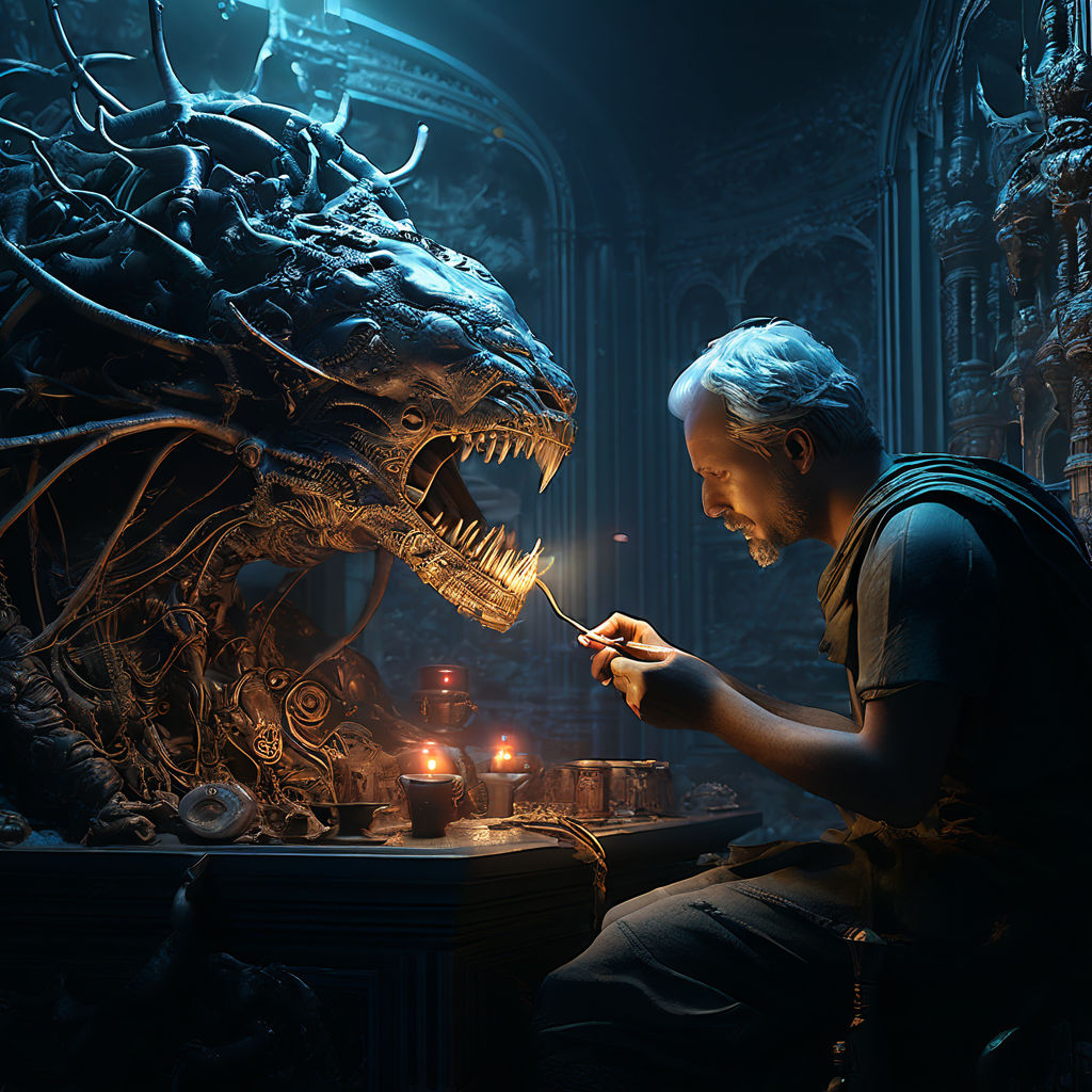 A Roman citizen applies mouse brain powder to their toothbru... by ...