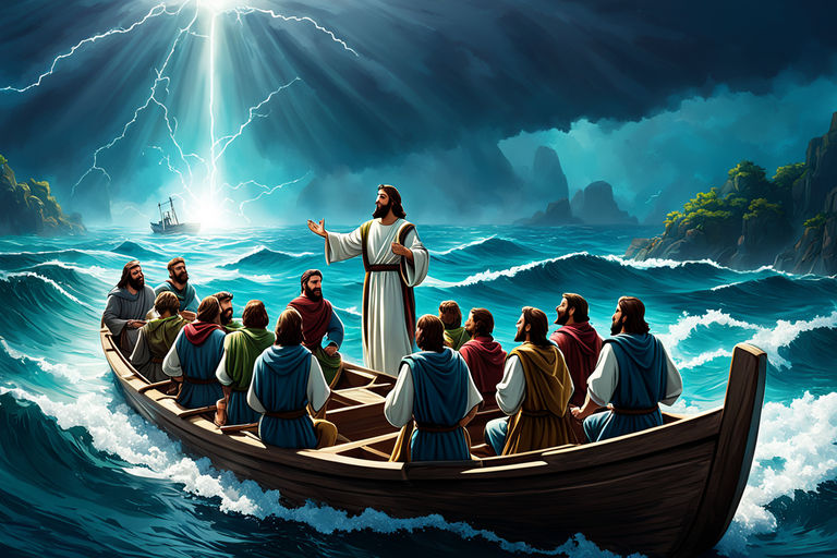 Illustration of Jesus in the boat with his disciples by Biel_wtf ...