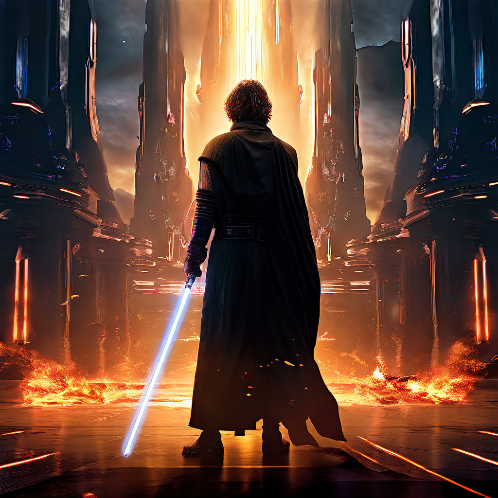 A Jedi Knight wielding a luminous lightsaber by Женя Замятин - Playground