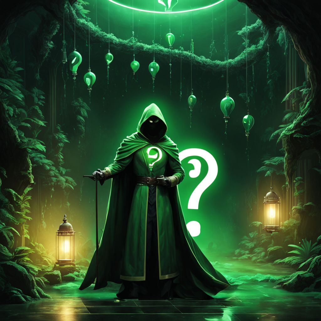 Riddle character in green costume in a dark environment with... by Bit ...