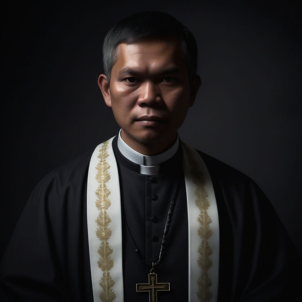 A Filipino catholic priest in the Philippines in 1816. Dark.... by John ...