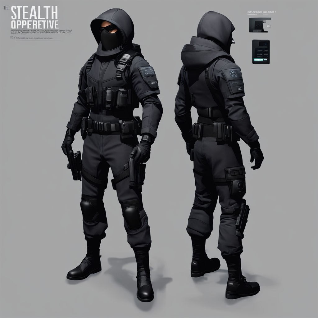 The Stealth Operative Outfit: Matte black tactical suit with... by ...
