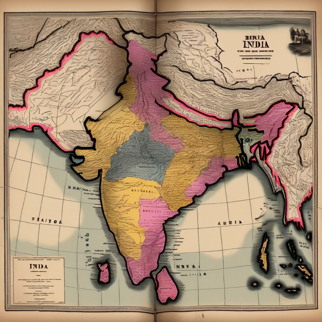 Historical map of India with British territories highlighted by Suresh ...
