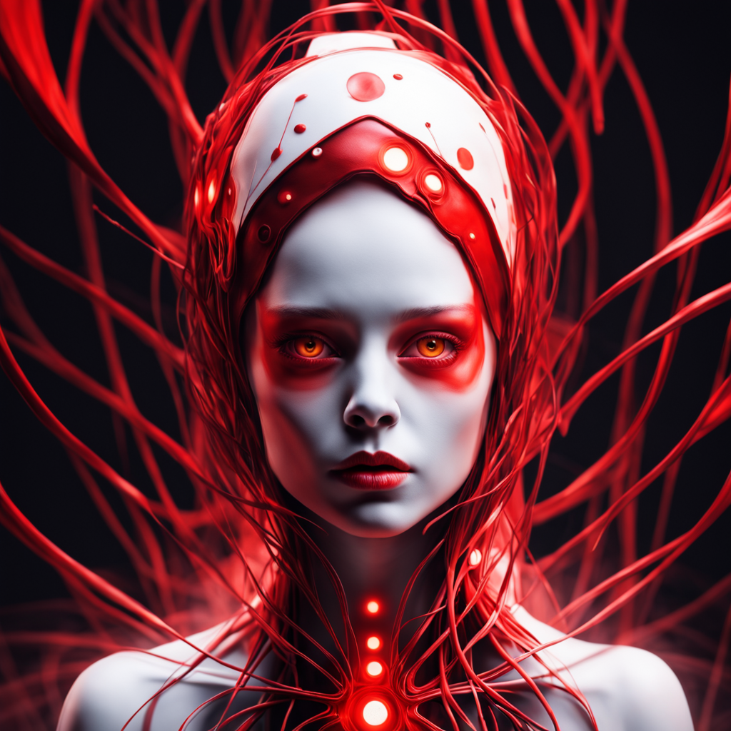 Red Ghost young woman as Neural Surrealism. looking left by Identidad ...