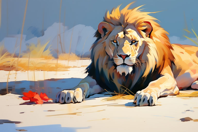 A dead lion laying on the ground with it's tongue out by Bamba sow ...