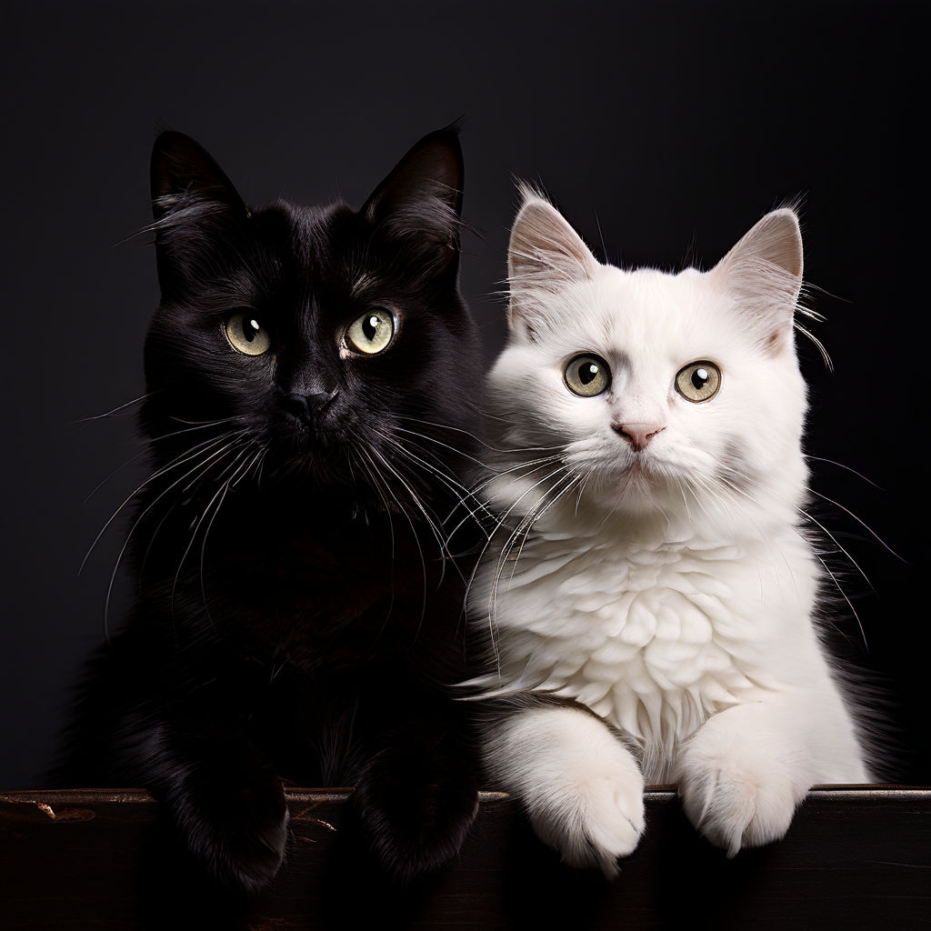 Imagen de 2 gatos uno negro y el otro blanco y negro mirando... by ...