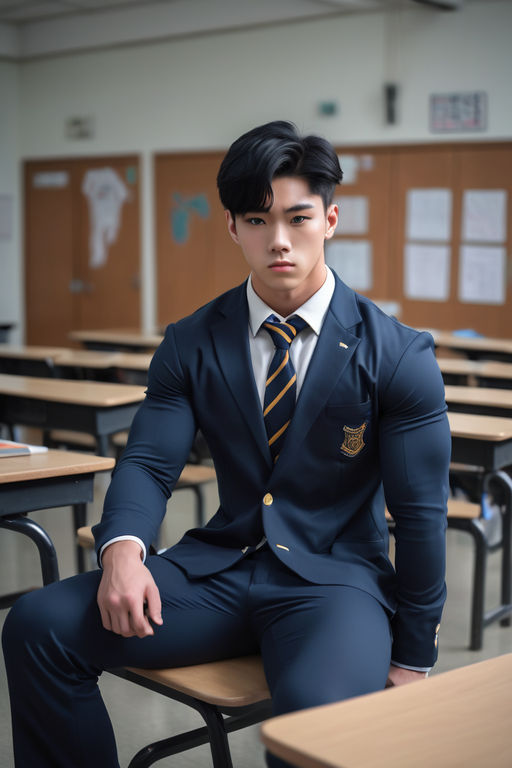 A handsome male teen bodybuilder Korean student by Soft High - Playground
