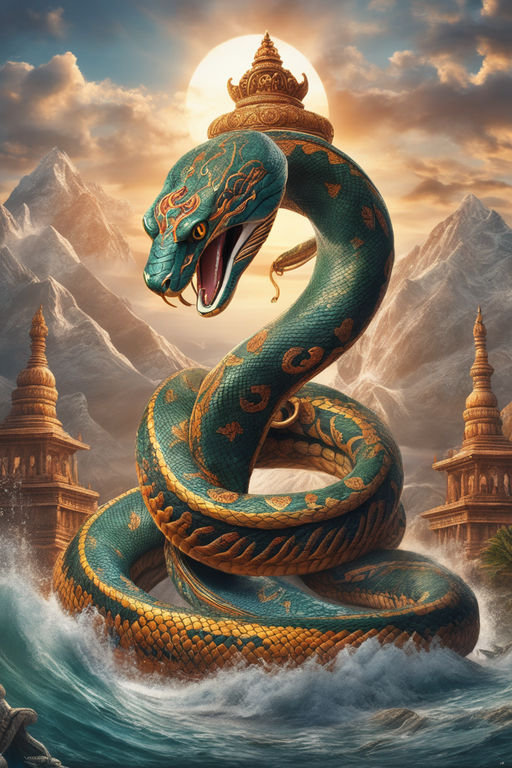 Samudra Manthan Of shiv puran snake being pulled by gods and... by Must ...