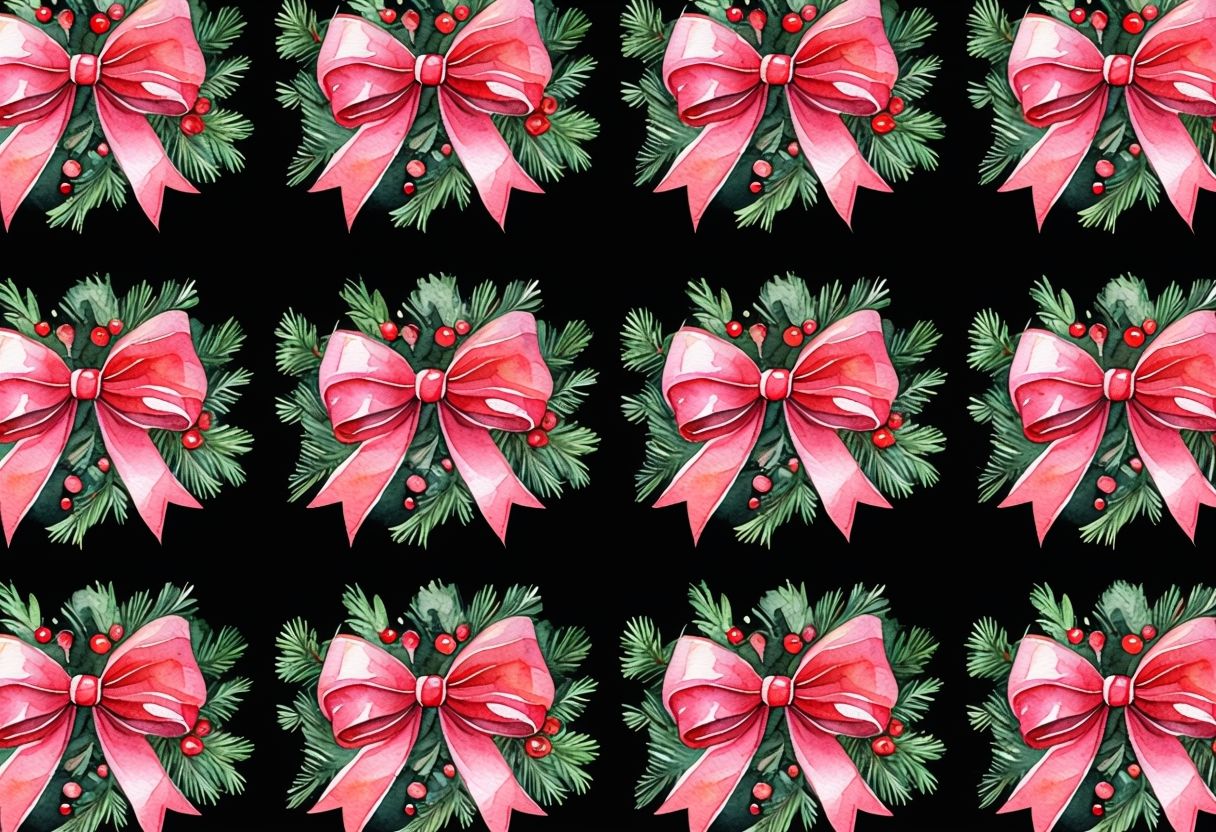 Festive Seamless Christmas Wreath Pattern With Bows - Playground