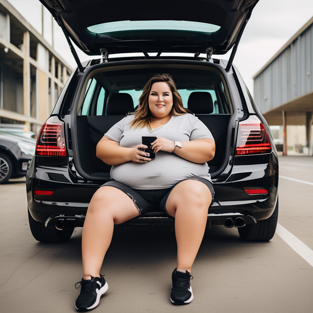 Extrem fat girl sitting inside a black volkswagen golf 6 GTI by Michael ...