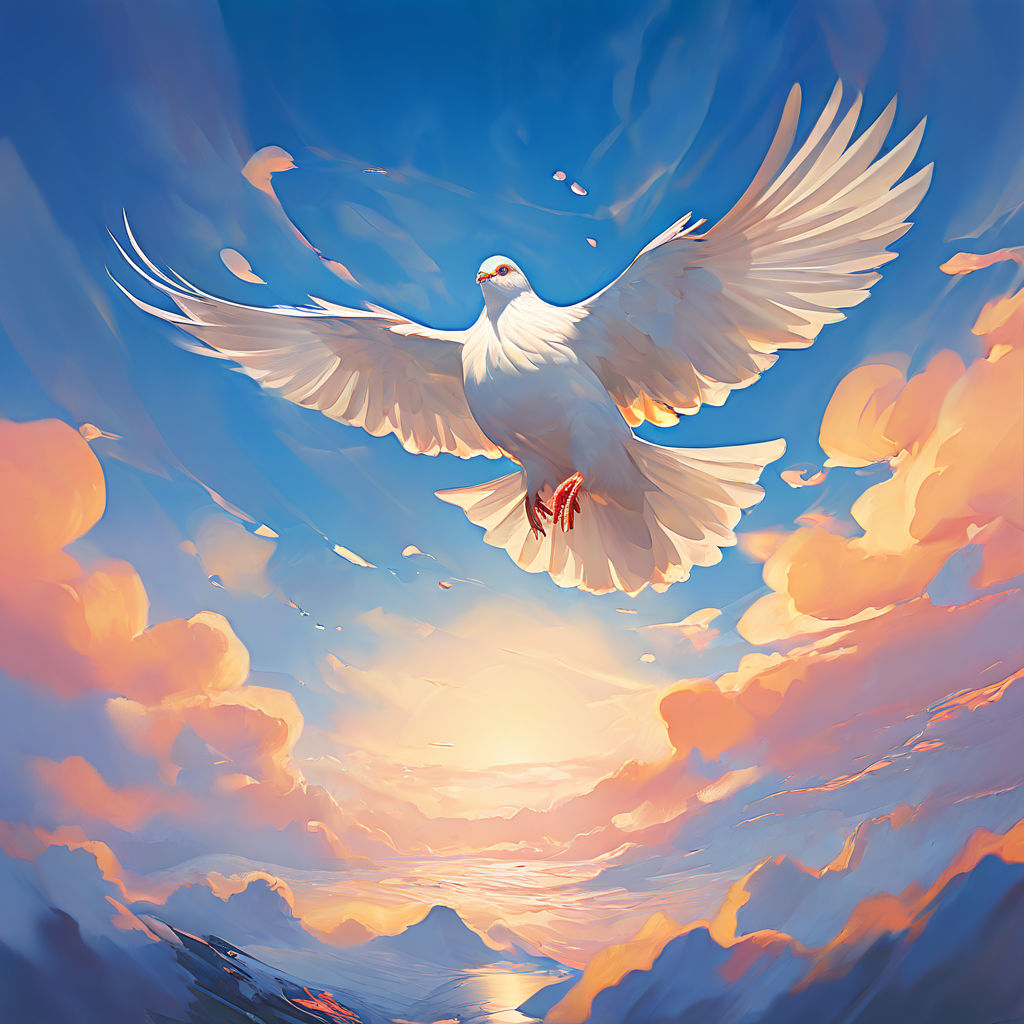 White partridge ascending into azure skies by Apoorva Singh - Playground