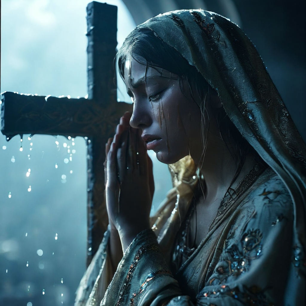 Mother Mary crying under the cross by sada matanari - Playground