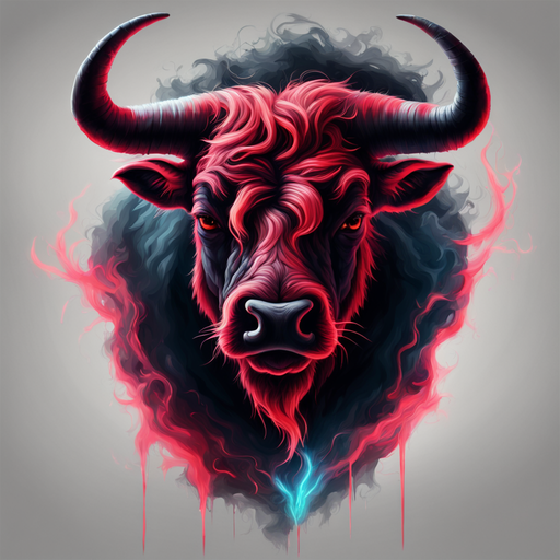 Neon red bull snorting smoke by Arnie Roberts - Playground