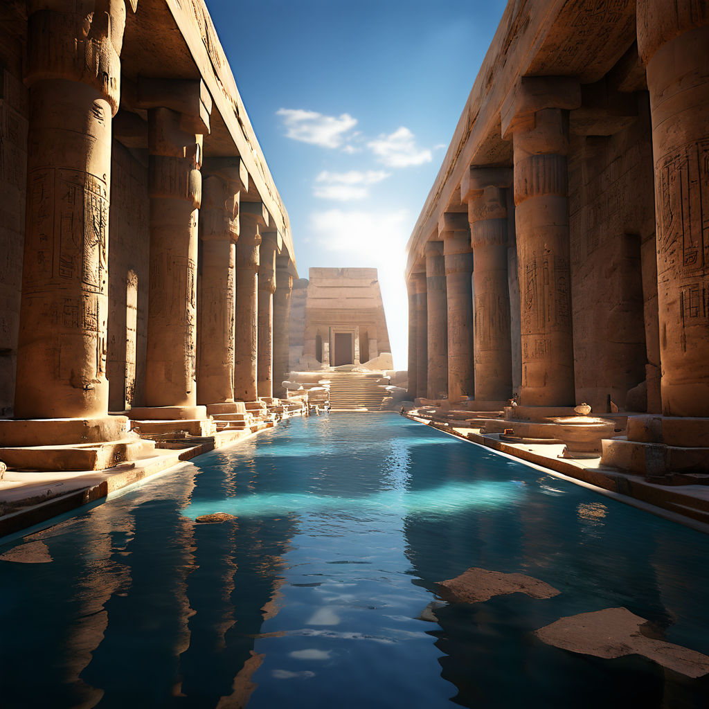 Dive into a breathtaking digital render of an Egyptian archa... by ...