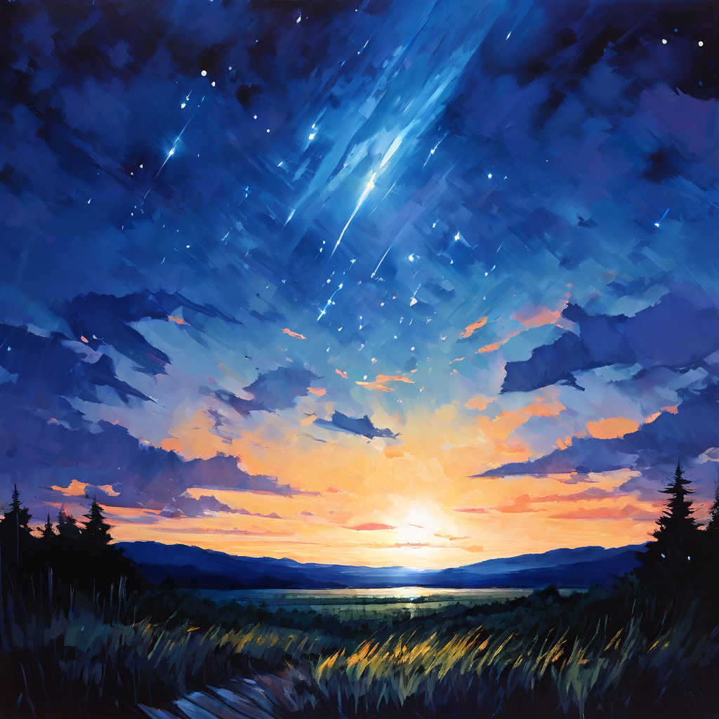 Acrylic painting capturing a beautiful night sky illuminated... by ...
