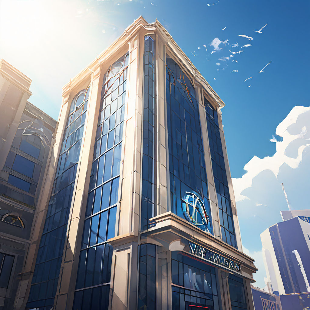 A high-rise building facade bearing the logo of Jay's Weekly... by ...