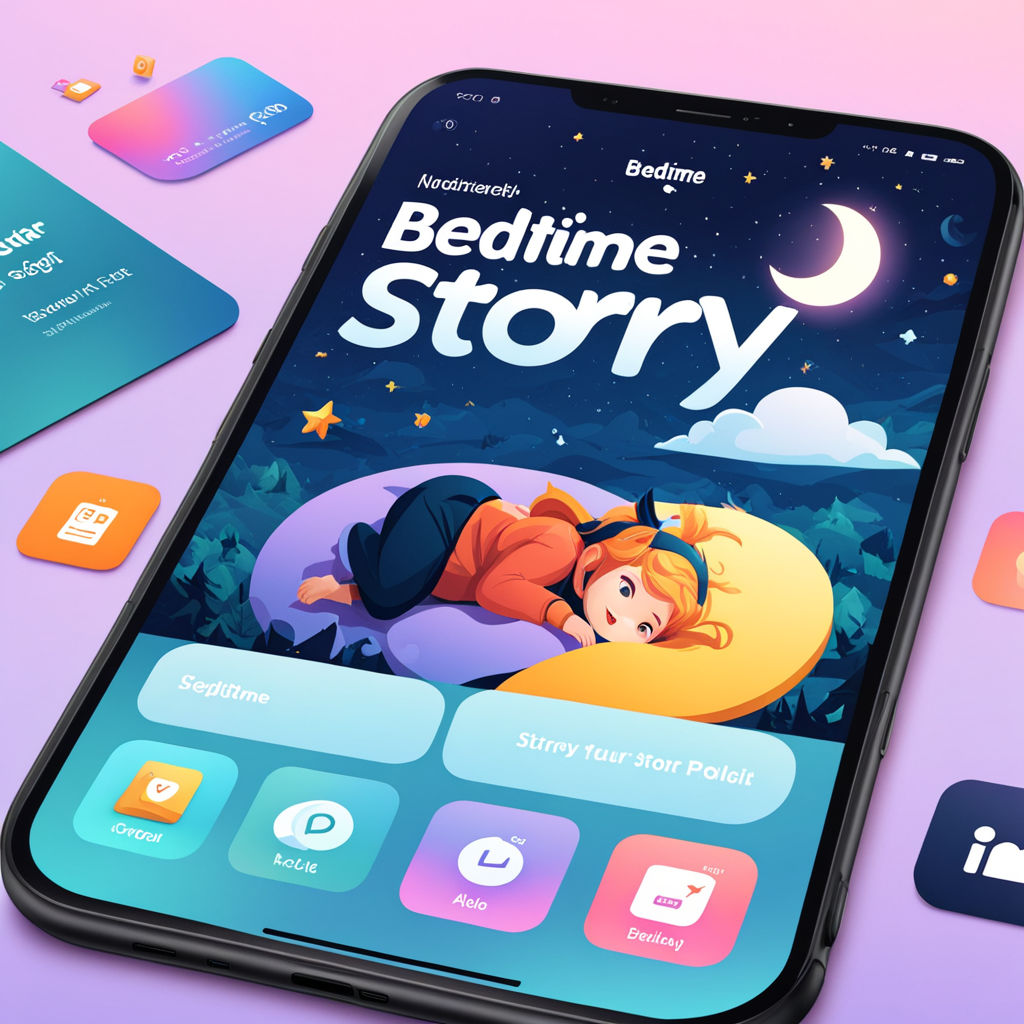 Bedtime story app interface mockup by Vignesh VALAVANE - Playground