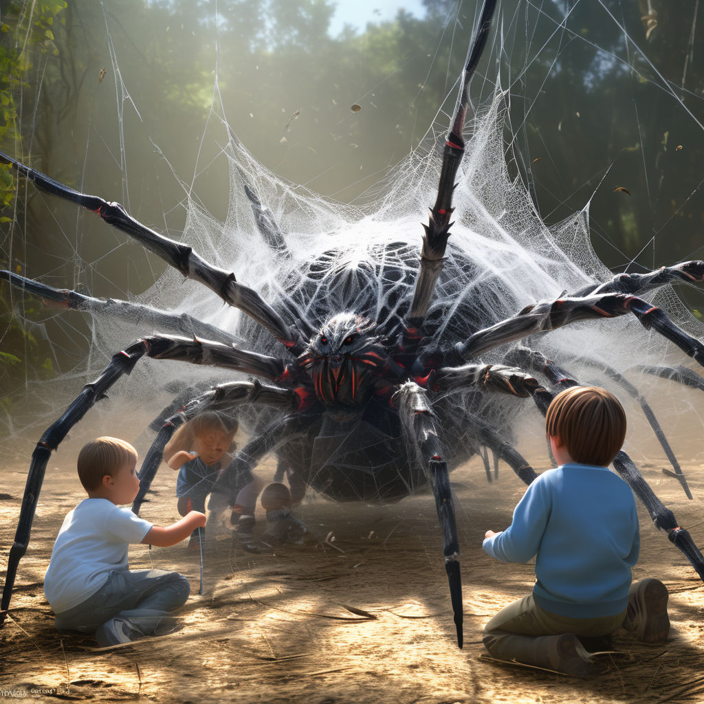 Spiky terrifying huge spider with tens of toddlers in caught... by ...