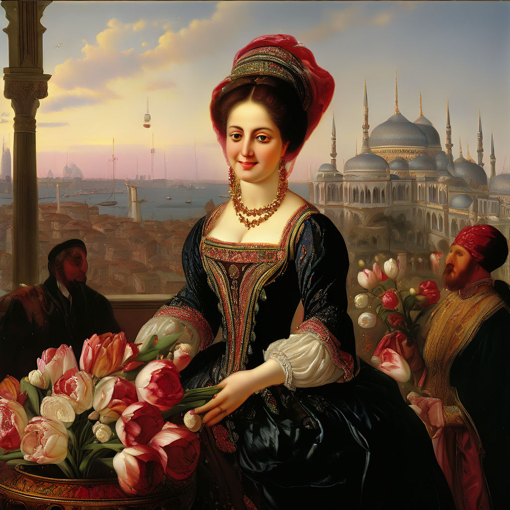 Ottoman Empire's Tulip Era depicted as a Baroque-style paint... by ...